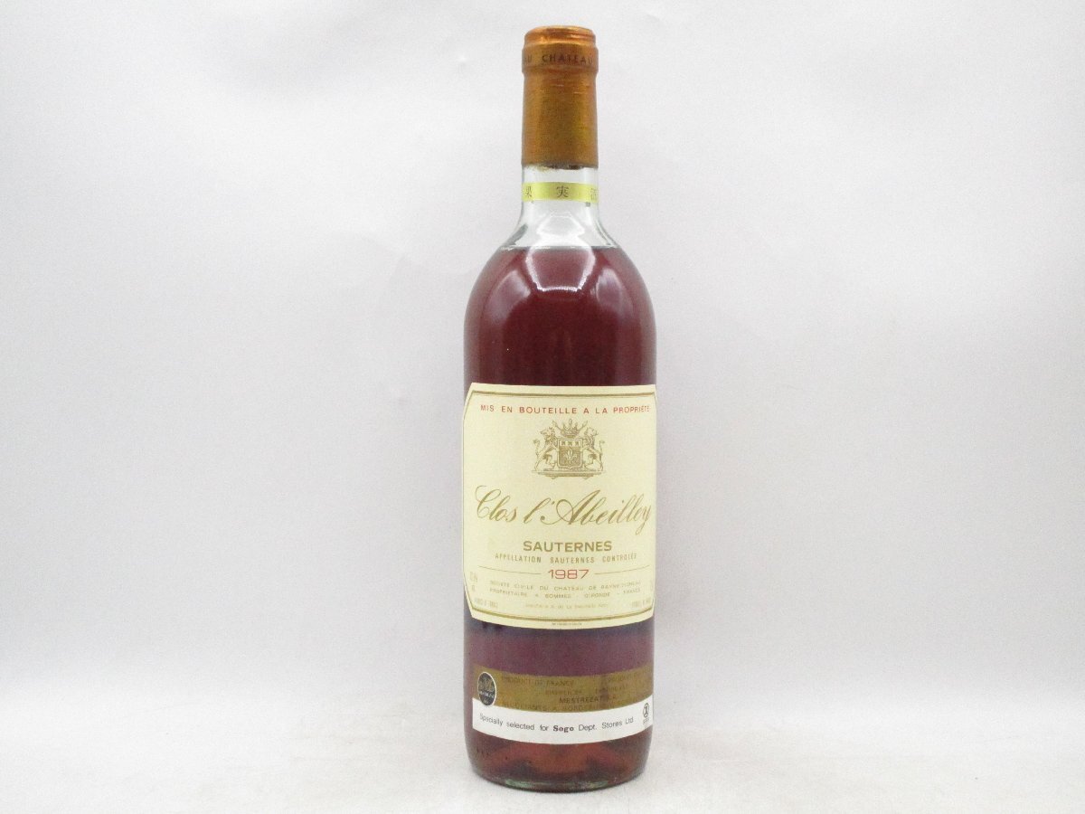 Yahoo!オークション - 同梱不可 1円～Clos L'Abeilley 1987 クロ ラベ...