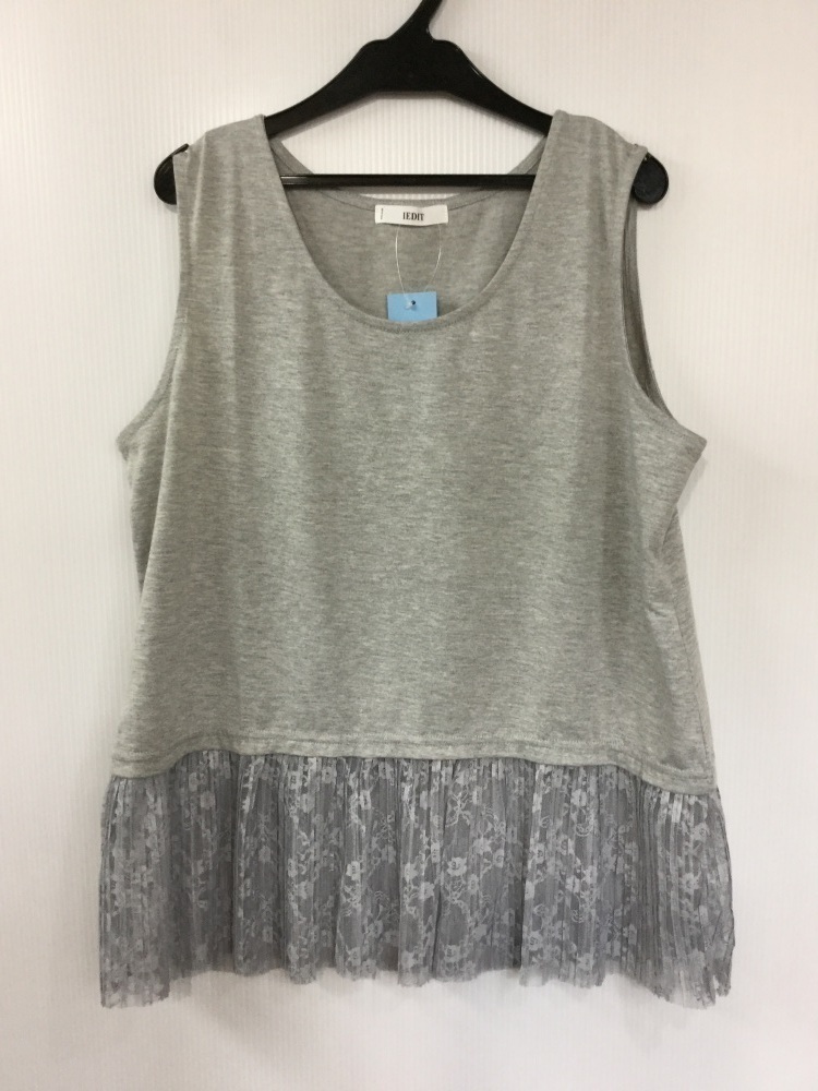 Yahoo!オークション - IEDIT グレー 下の方レース タンクトップ サイズ...