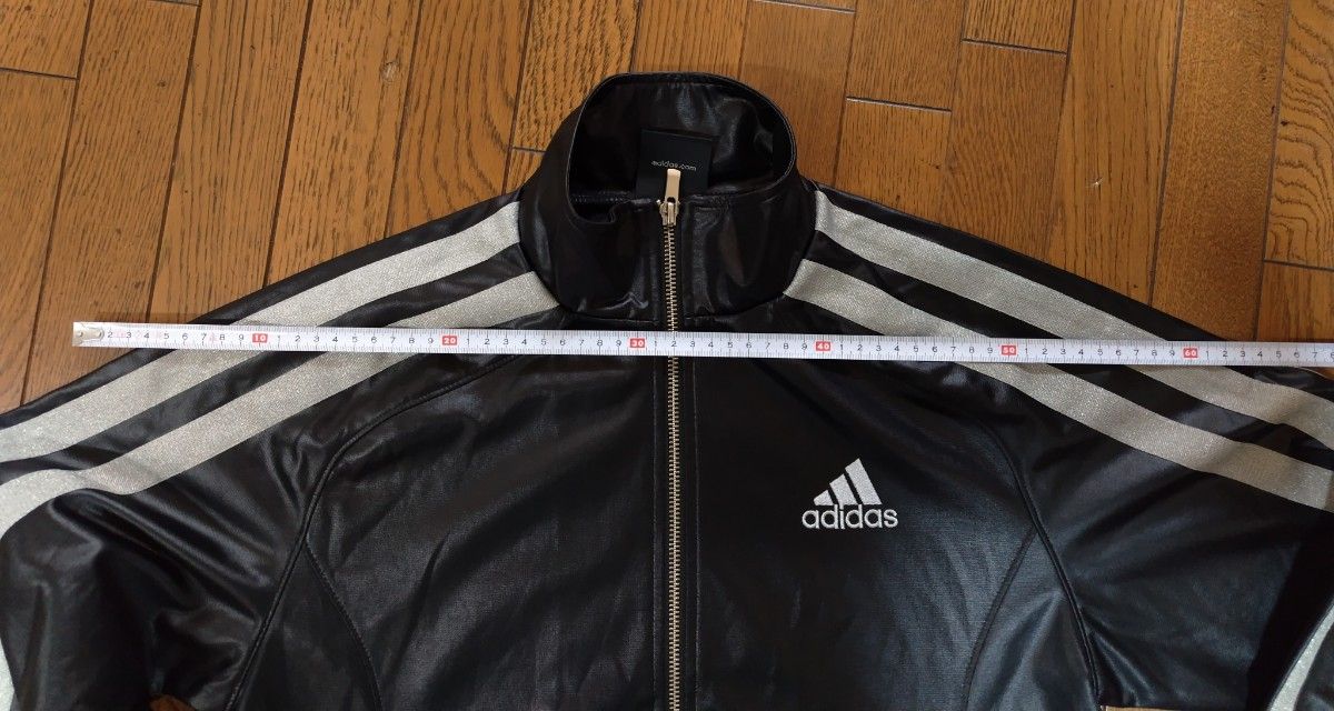 adidas アディダス コーティング ジャージ ジャケット 黒銀 adidas アディダス コーティング ジャージ ジャケット 黒銀