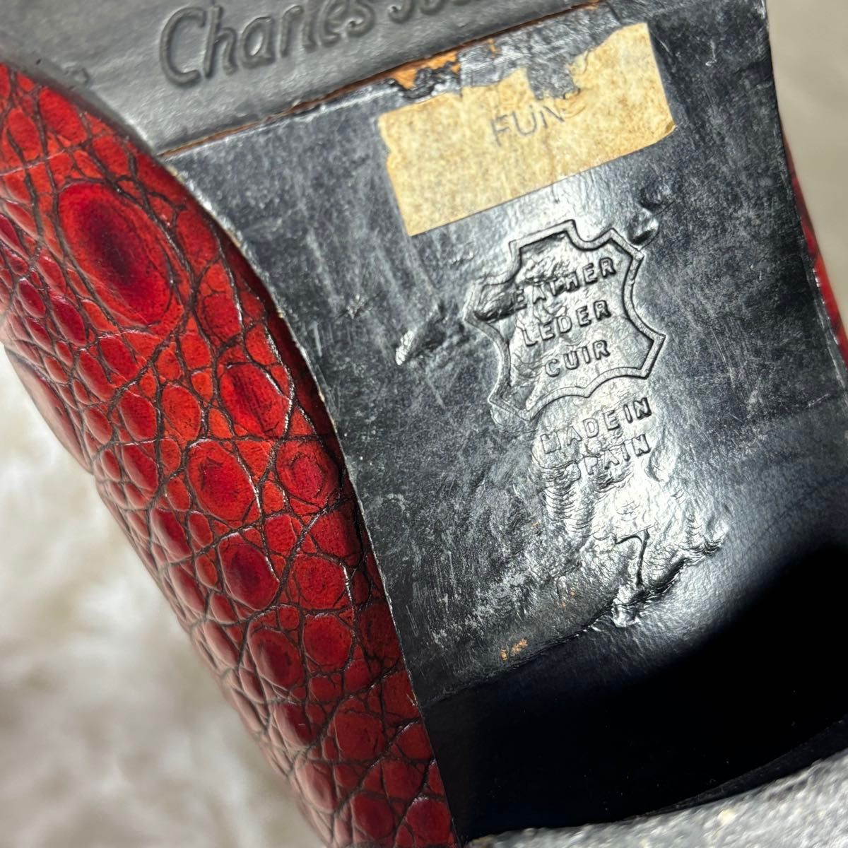 Charles jourdan 本革クロコダイルレザー ブーツ レッド クロコ Charles jourdan 本革クロコダイルレザー ブーツ レッド クロコ
