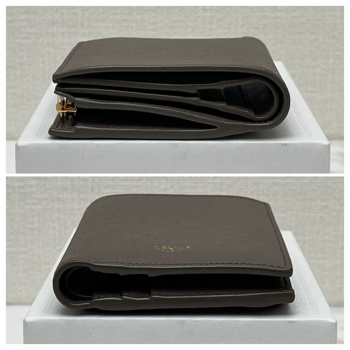 セリーヌ コンパクト ウォレット 折り財布 ぺブル(グレー系 セリーヌ コンパクト ウォレット 折り財布 ぺブル(グレー系