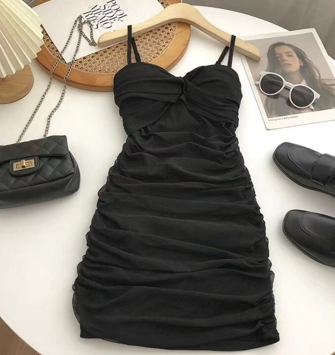 Yahoo!オークション - 3863 ドレープ ボディコン ワンピース 黒 M