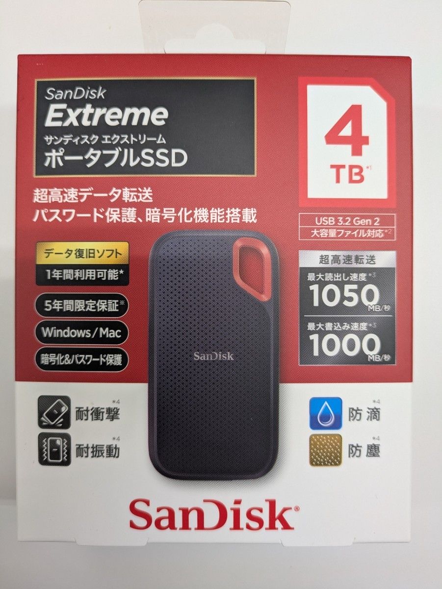 SDSSDE61-4T00-J25[サンディスク エクストリーム ポータブル SSD SDSSDE61-4T00-J25[サンディスク エクストリーム ポータブル SSD