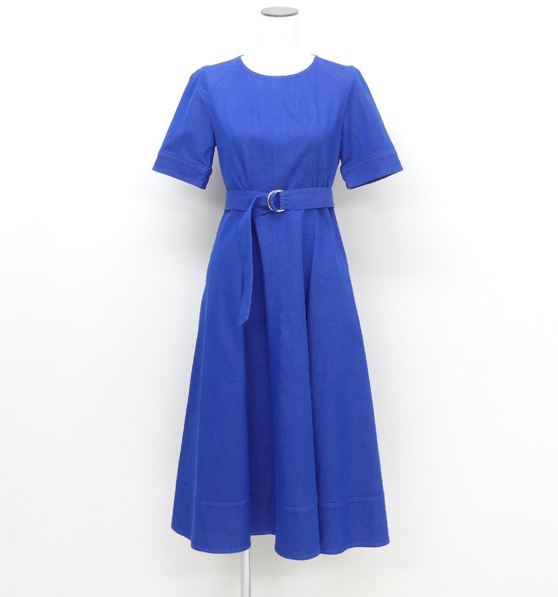 Yahoo!オークション - ANAYI シルクデニムベルト付ワンピース 38 ブル...