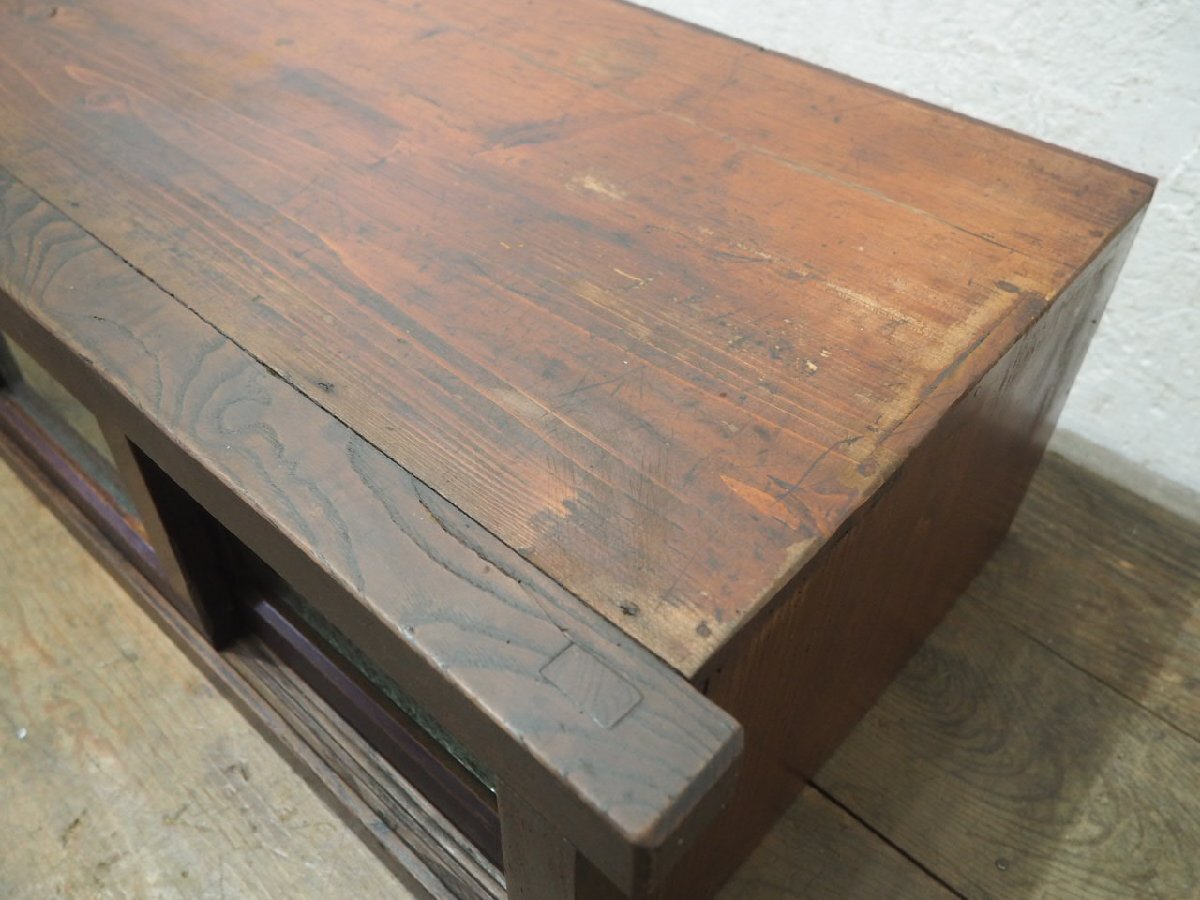 Yahoo!オークション - タT0868 W121cm アンティーク 葉ガラス入り 前欅...