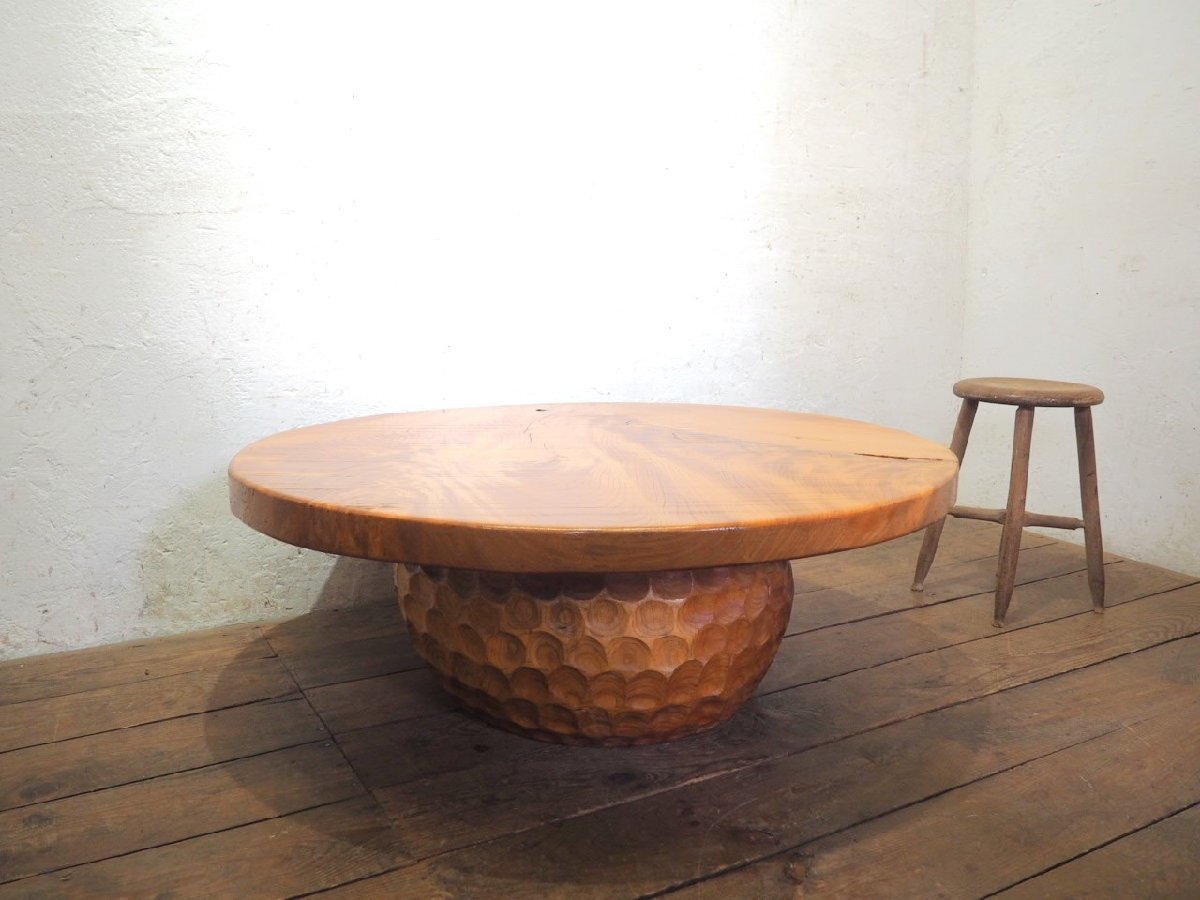 Yahoo!オークション - タ荷U0089 直径105cm 厚み6 5cm 欅の一枚板 重厚...