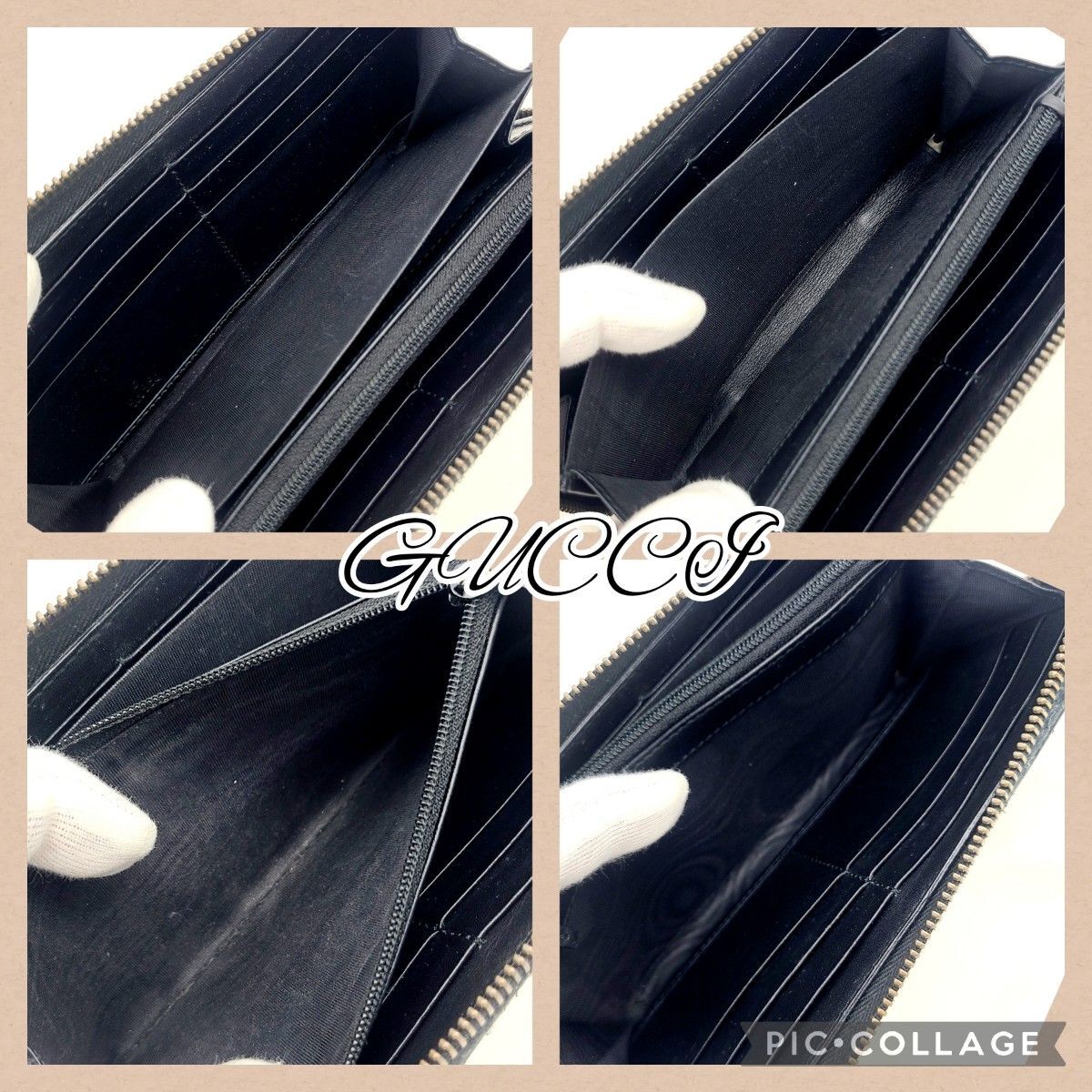 美品 GUCCI グッチ 長財布 GGマーモント ジッピーウォレット箱 美品 GUCCI グッチ 長財布 GGマーモント ジッピーウォレット箱