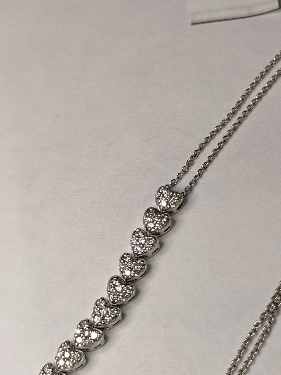 Yahoo!オークション - a1204 K18wg ダイヤモンド0.52ct ハート13連 ネ...