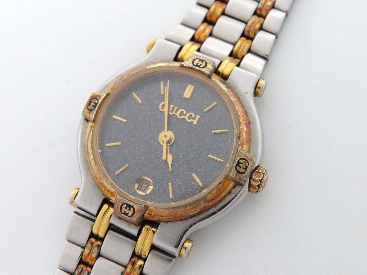 1円 グッチ GUCCI 9000L SS/GP グレー文字盤 レディース 腕時計 稼働 QZ 18783(女性用)｜売買されたオークション情報、yahooの商品情報をアーカイブ公開 ...