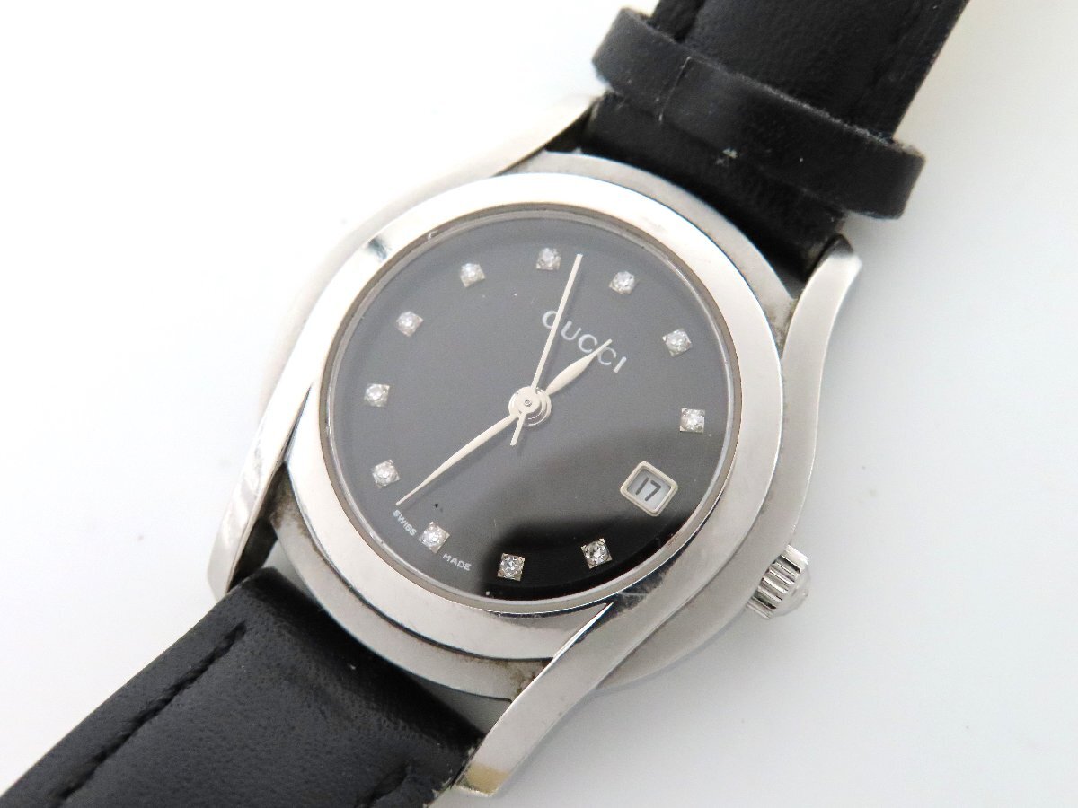 Yahoo!オークション - 1円 グッチ(GUCCI) 5500L SS/革 ブラック文字盤 ...
