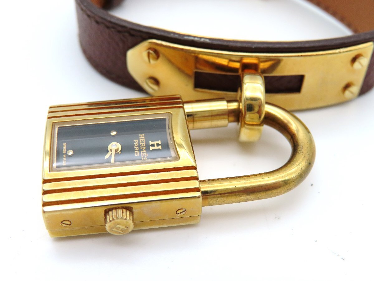 Yahoo!オークション - 1円 エルメス KE1.201 ケリーウォッチ GP/革 ブ...