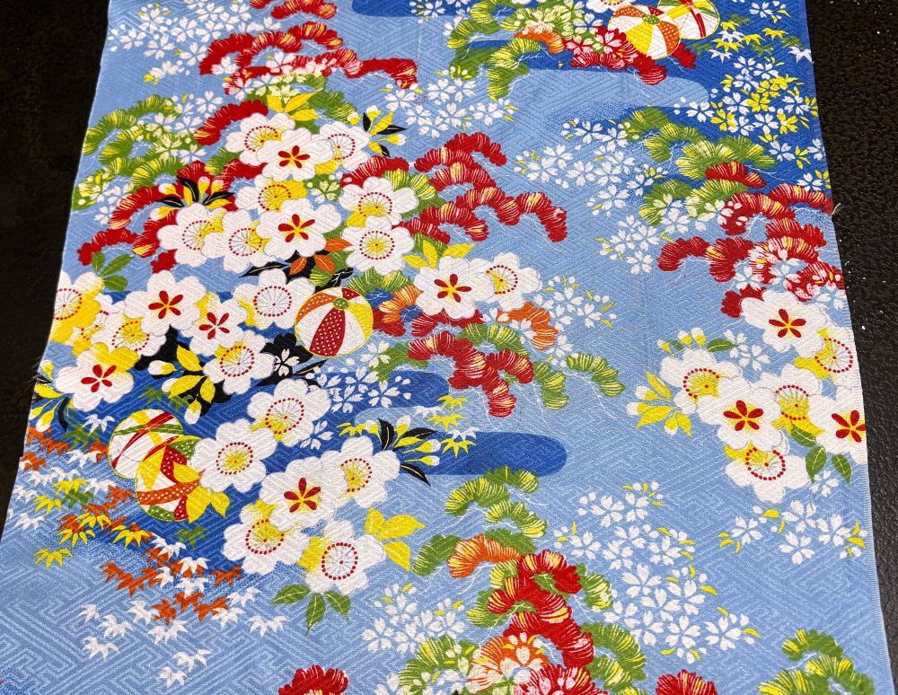 古布*縮緬*和素材】正絹紋錦紗*桜に紙風船 ヱ霞 可愛い 古布*縮緬*和素材】正絹紋錦紗*桜に紙風船 ヱ霞 可愛い