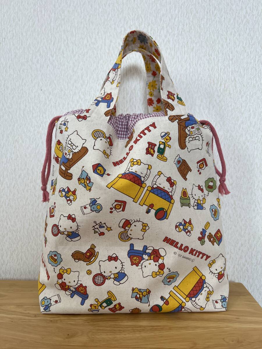 Yahoo!オークション - ハンドメイド レトロなキティちゃん 巾着バッグ