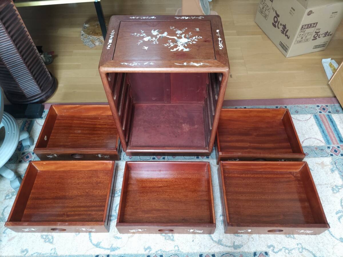 Yahoo!オークション - 送料無料 花梨5段チェスト・H64×W49×...