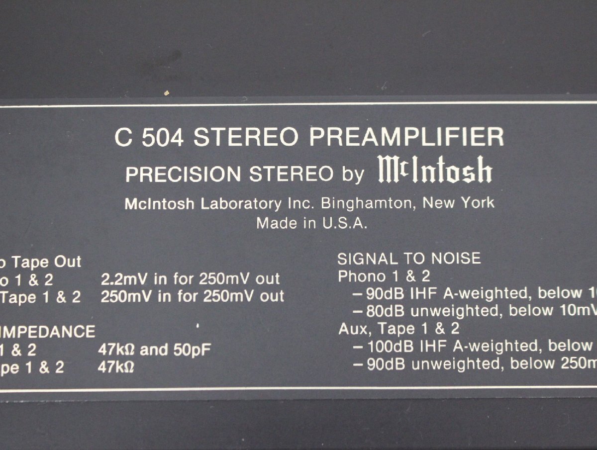 Yahoo!オークション - 【行董】McIntosh マッキントッシュ C504 ステレ...