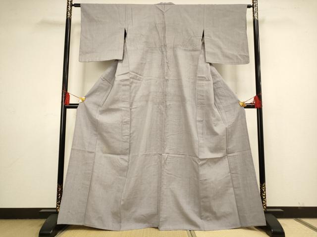 平和屋着物▽本場結城紬 重要無形文化財 単衣 灰青色 松坂屋扱い 平和屋着物▽本場結城紬 重要無形文化財 単衣 灰青色 松坂屋扱い