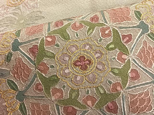 平和屋着物○訪問着 スワトウ刺繍 吉祥花文 暈し染め 金糸 正絹 平和屋着物○訪問着 スワトウ刺繍 吉祥花文 暈し染め 金糸 正絹