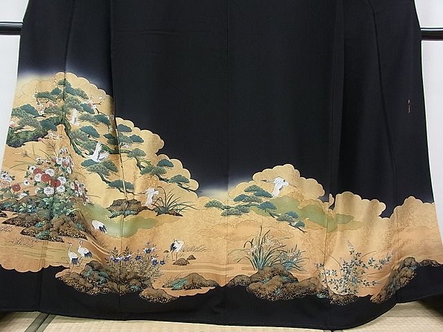 Yahoo!オークション - 平和屋着物 豪華黒留袖 作家物 手描き 飛鶴花松...