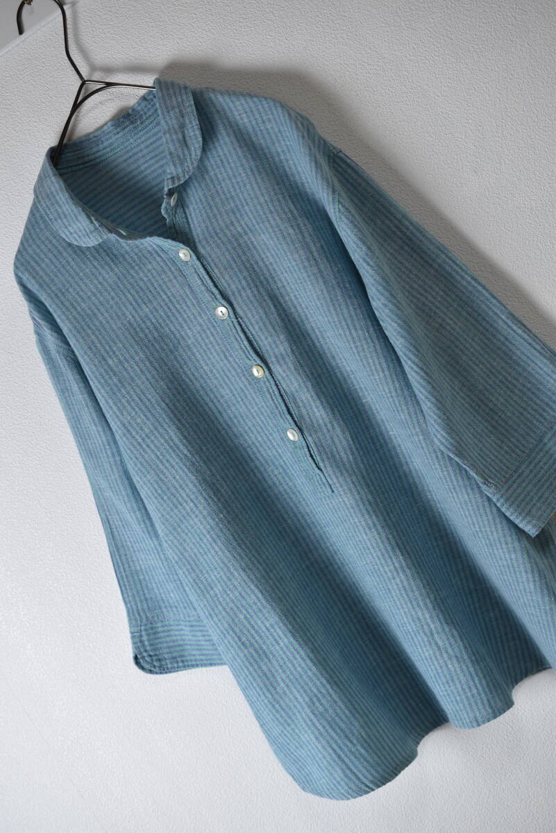 横浜元町グレープ grape インド製 麻混ストライプ柄オーバーブラウス 丸襟(Lサイズ)｜売買されたオークション情報、yahooの商品情報をアーカイブ公開 - オークファン（aucfan.com）