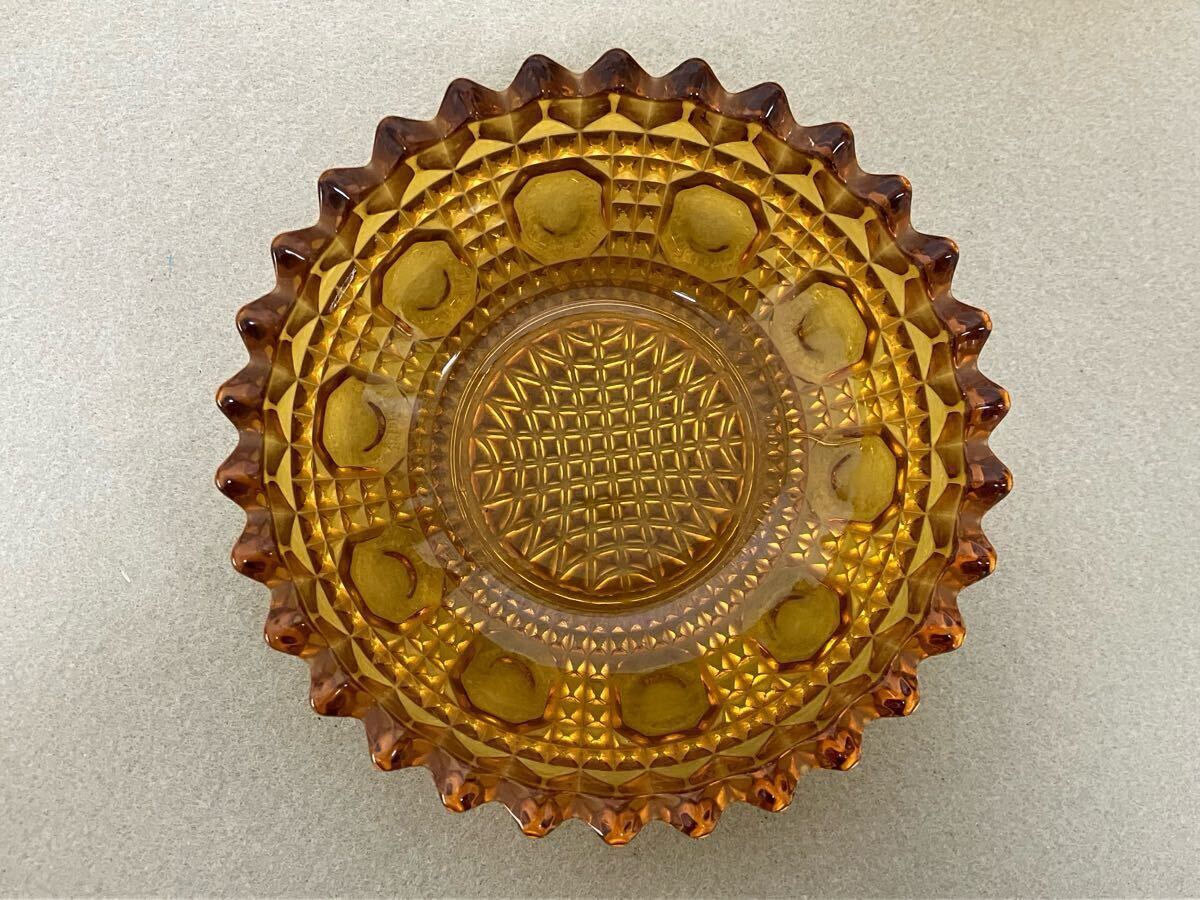 Yahoo!オークション - K-1097【アンバー ガラス 食器 5点セット お皿 ...