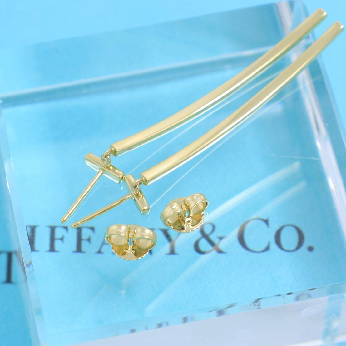 Yahoo!オークション - ティファニー TIFFANY K18YG Tバーピアス 良品