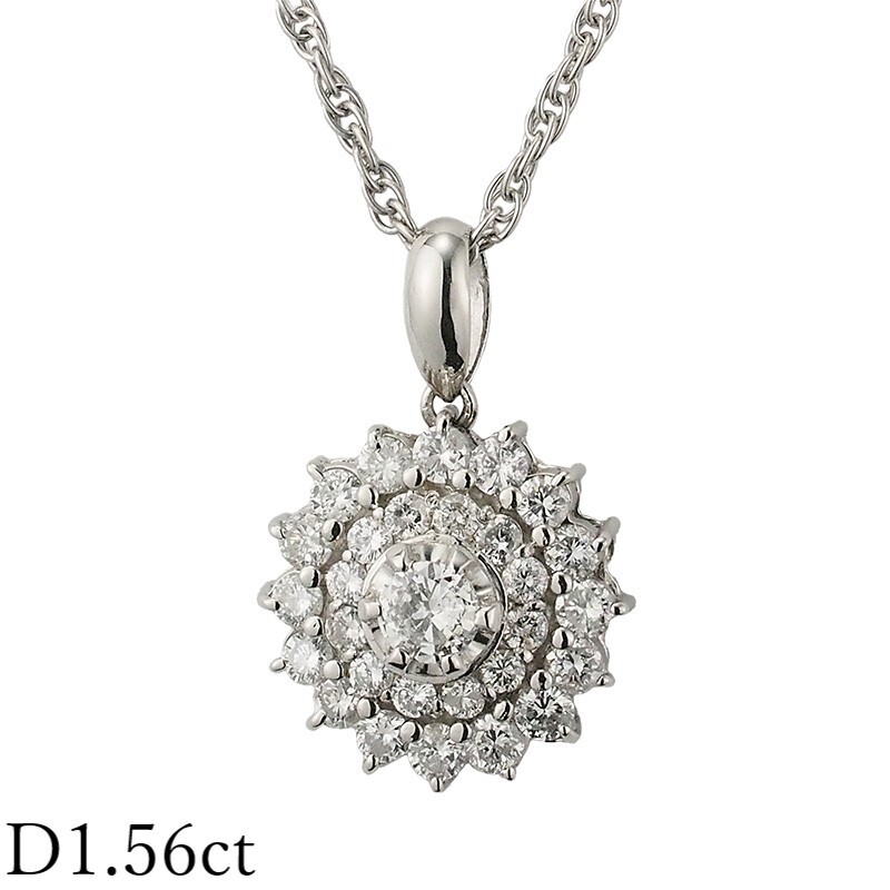 Yahoo!オークション - ダイヤモンド/1.56ct ネックレス Pt900 Pt850