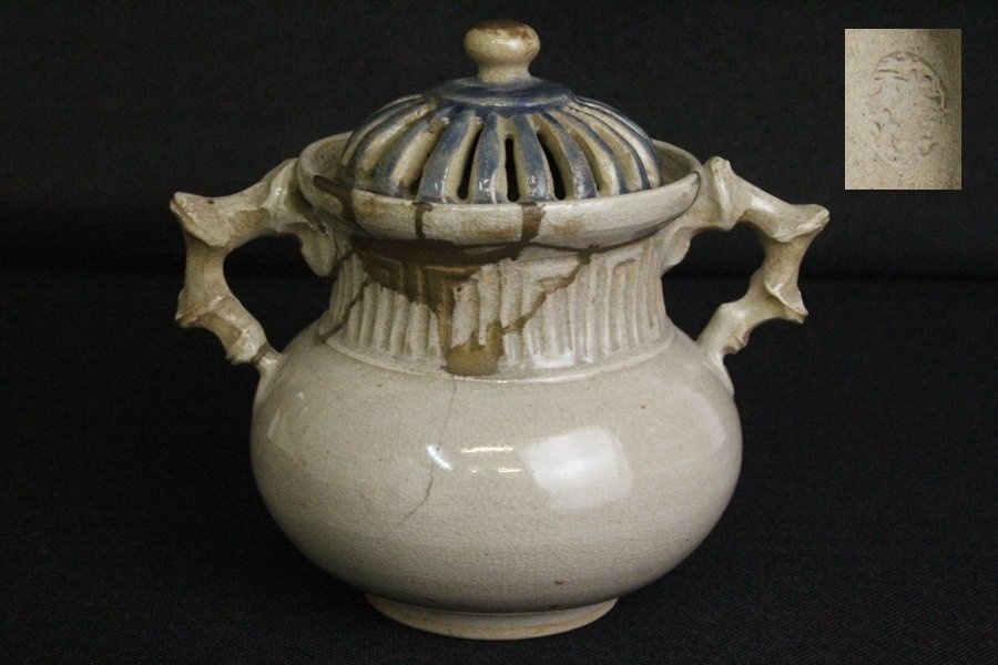 Yahoo!オークション - TB526萩焼 香炉 約295g 直し有 陶印有/金継 /透...