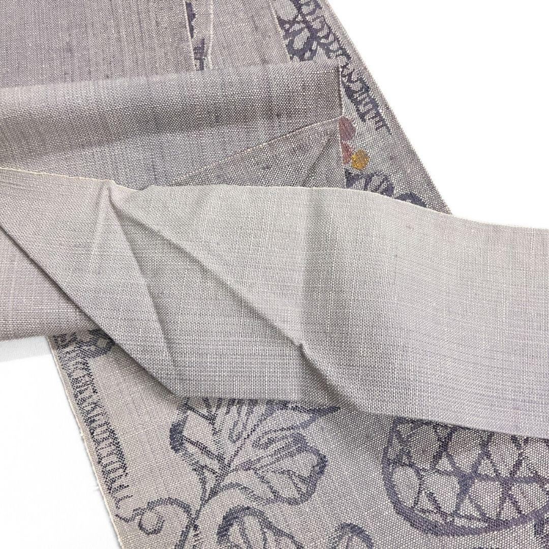 Yahoo!オークション - 紬 葡萄模様 パープルカラー 名古屋帯 松葉仕立...