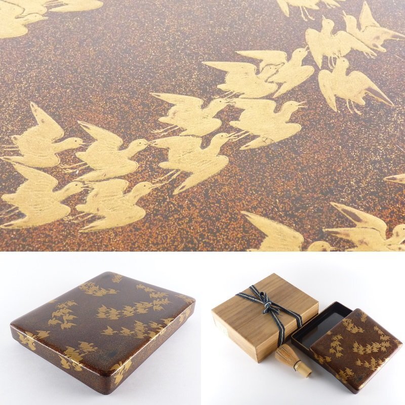 Yahoo!オークション - 【扇屋】時代 梨地 千鳥蒔絵 色紙箱 幅 約 Yahoo!オークション - 【扇屋】時代 梨地 千鳥蒔絵 色紙箱 幅 約