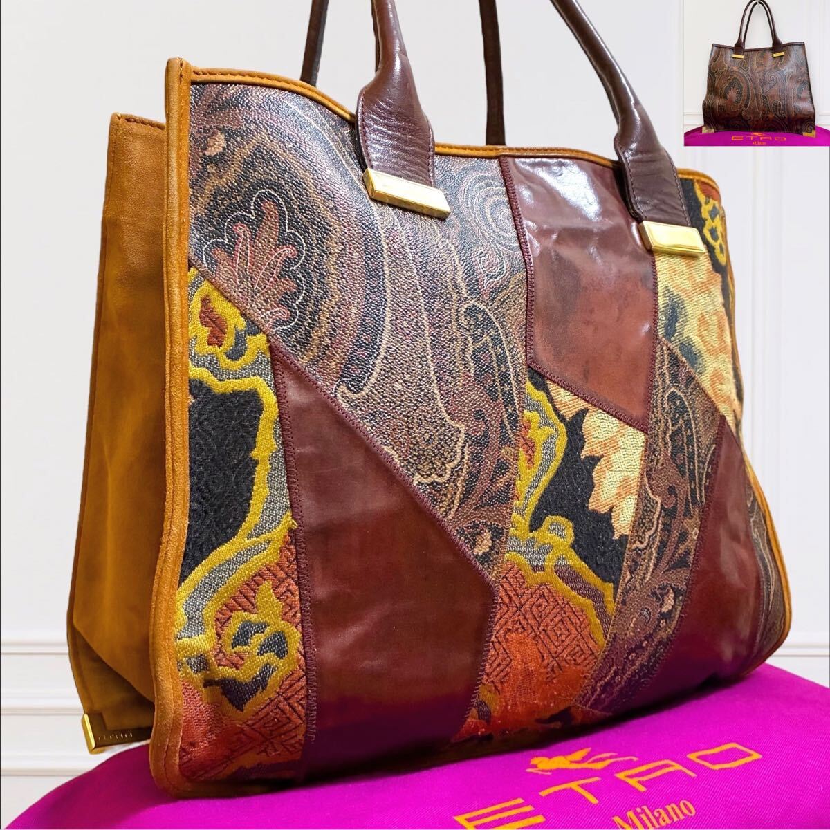 Yahoo!オークション - 1円【美品/希少】ETRO エトロ メンズ トートバッ...