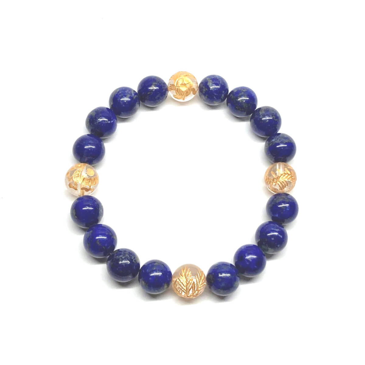 10mm 四神獣金彫水晶×ラピスラズリ パワーストーン ブレスレット 10mm 四神獣金彫水晶×ラピスラズリ パワーストーン ブレスレット