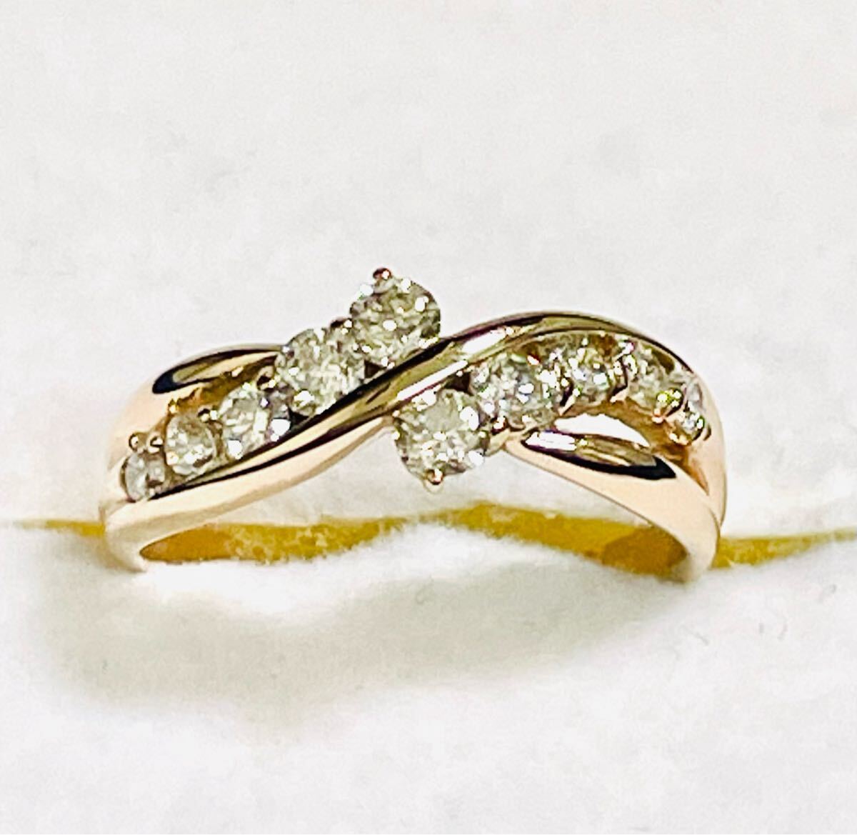 Yahoo!オークション - K18PG ダイヤ0.51ct付きリング 8.5号