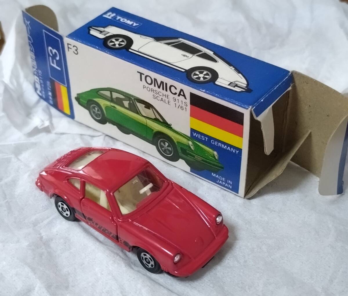 日本代購代標第一品牌【樂淘letao】－美品 トミカ F3 ポルシェ 911S 青箱 外国車シリーズ 日本製 箱トミカマーク切り取り、値札あり 赤色 サイドにロゴあり