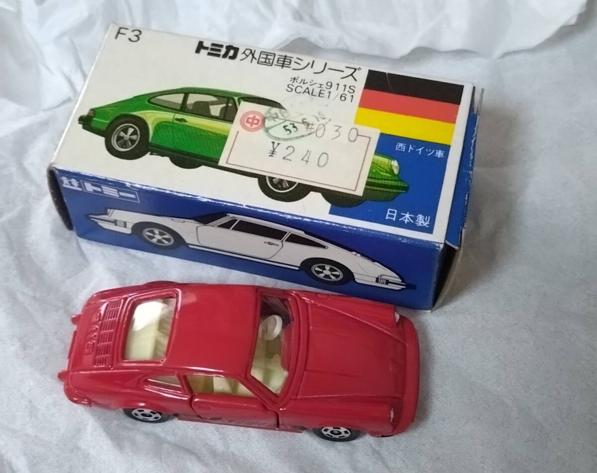 日本代購代標第一品牌【樂淘letao】－美品 トミカ F3 ポルシェ 911S 青箱 外国車シリーズ 日本製 箱トミカマーク切り取り、値札あり 赤色 サイドにロゴあり