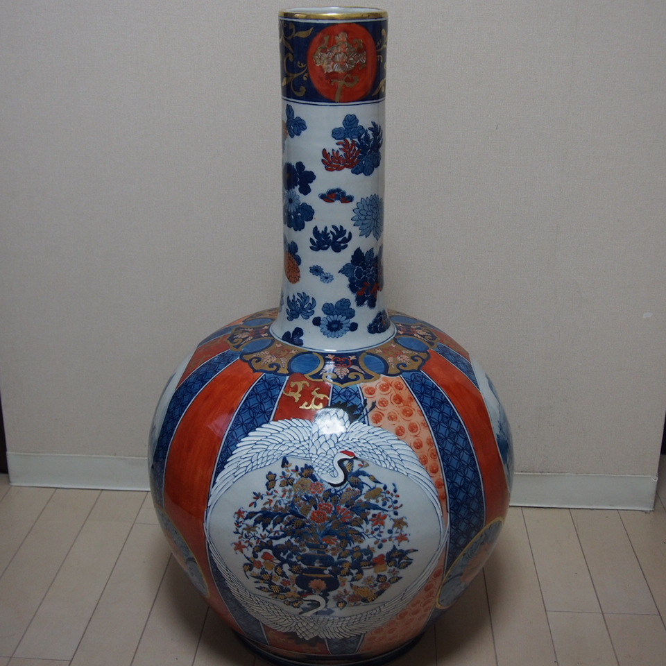 Yahoo!オークション - 伊万里焼 有田焼 鶴首 大壷 高さ78cm 鶴山水絵...