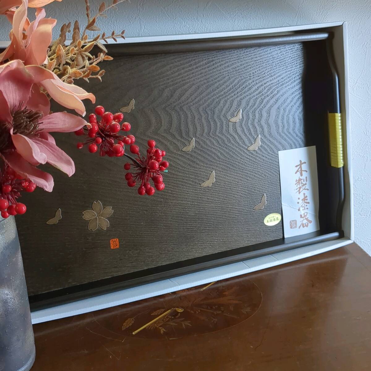 Yahoo!オークション - wasabi a279 木製漆器長盆 紀州塗 幅51㎝ 富士脇...