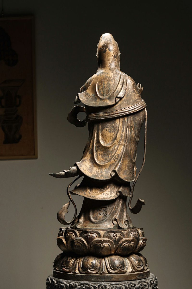 Yahoo!オークション - 渡鶴羽 M4015清時代 乾隆年製 銅塗金 観音立像 ...