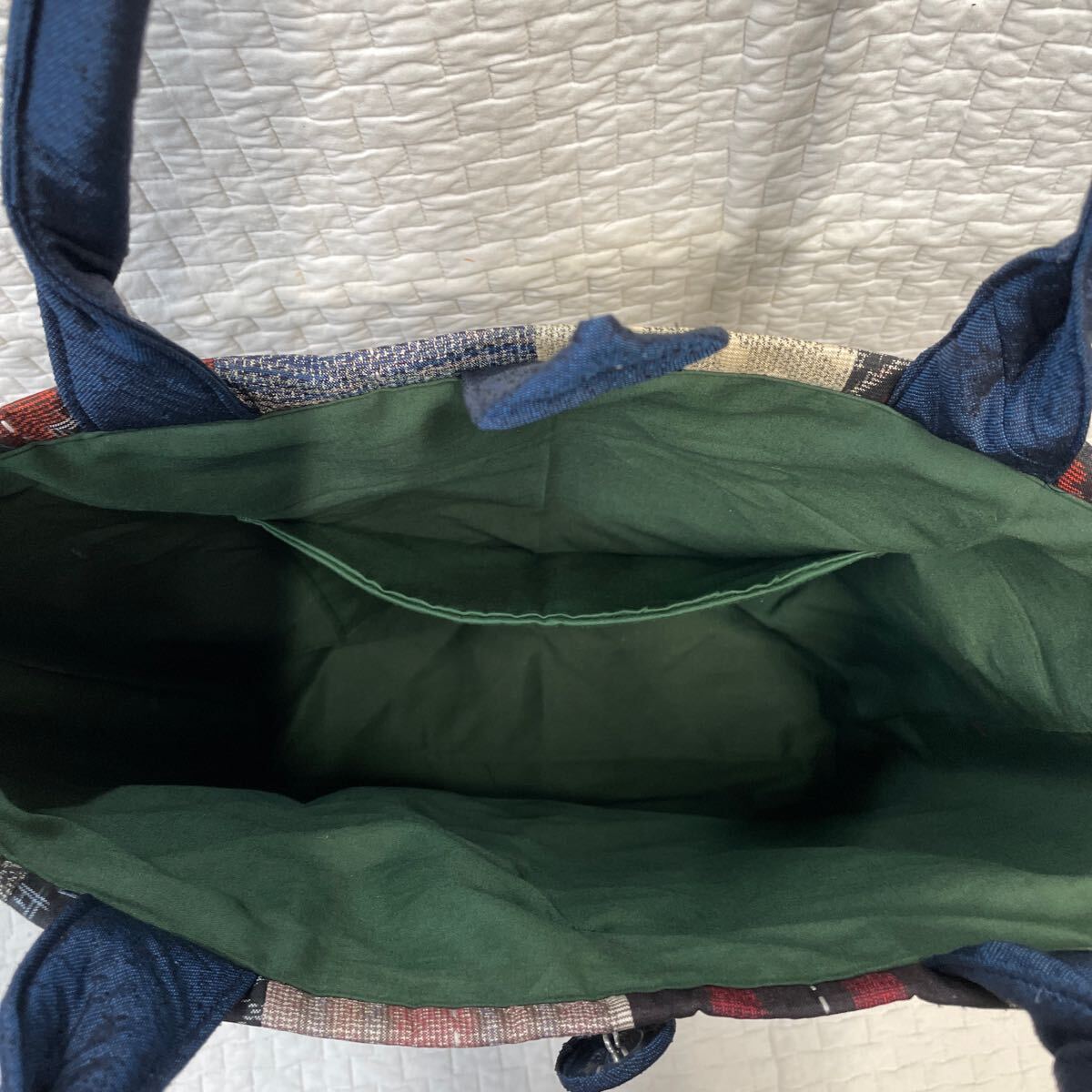 Yahoo!オークション - Y215 大島紬 刺し子 古布リメイクバッグ ハンド...