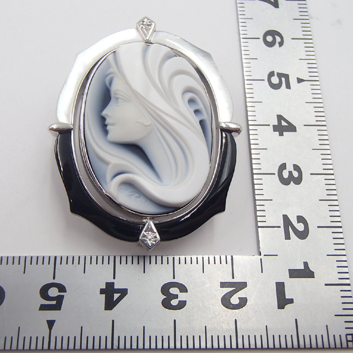 銘有り カメオ ブローチ ペンダント トップ /K18WG D0.02ct 約17.2g/メレダイヤ アクセサリー ペンダントトップ RT(カメオ)｜売買されたオークション情報、yahooの ...