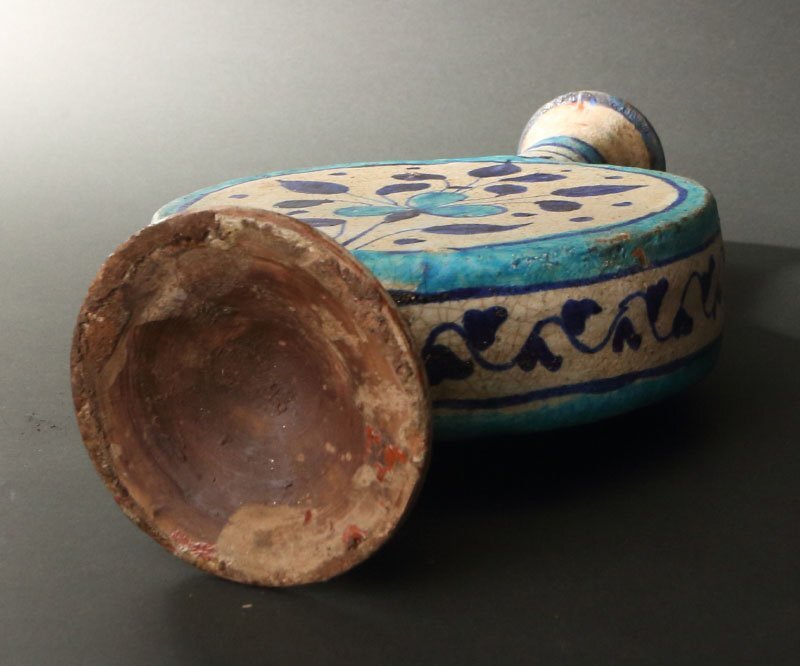 委託HK◇時代 ペルシャ色絵草花文扁壺(イスラーム美術 委託HK◇時代 ペルシャ色絵草花文扁壺(イスラーム美術