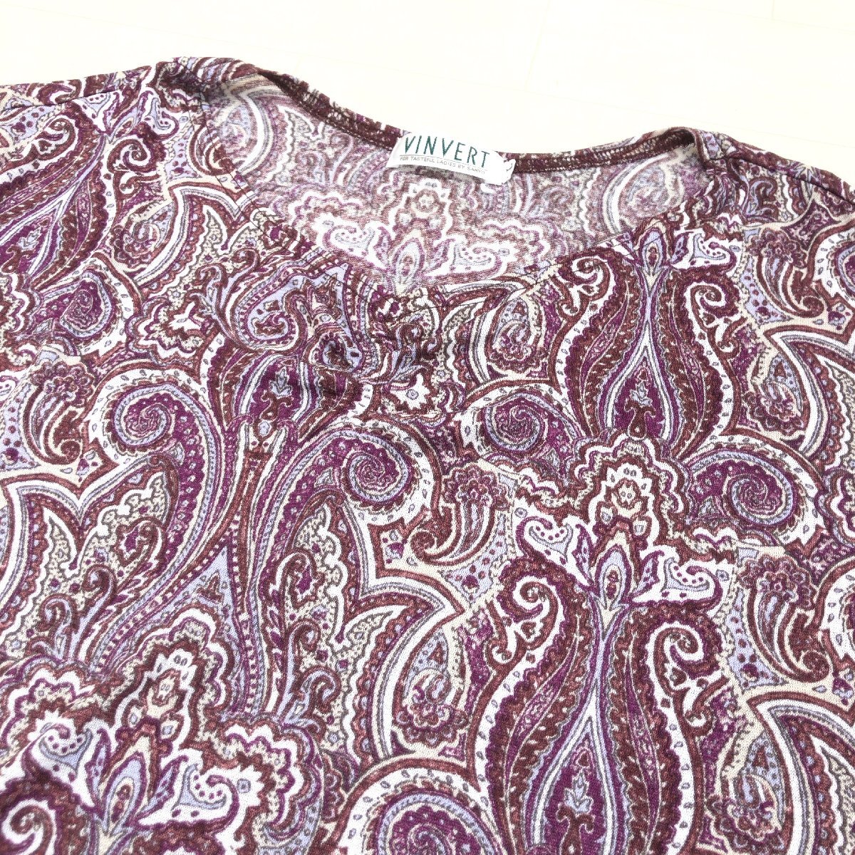 Yahoo!オークション - 美品 VINVERT バンベール ペイズリー柄 Vネック...