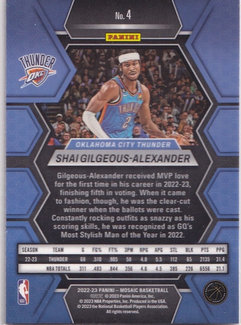 Shai Gilgeous-Alexander シェイ ギルジャス アレクサンダー OKLAHOMA CITY THUNDER オクラホマシティ サンダー NBAトレーディングカード(その他 ...