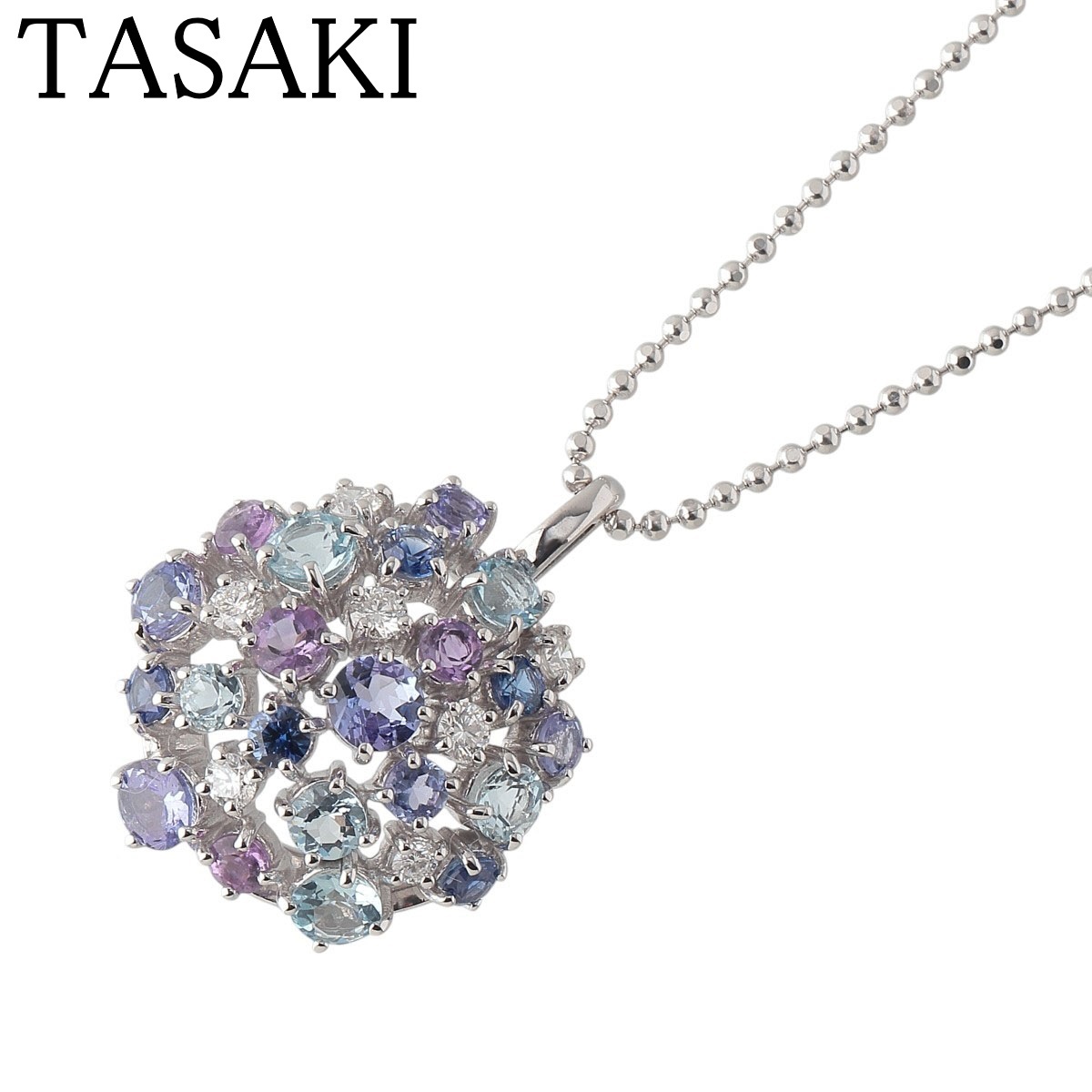 Yahoo!オークション - タサキ ダイヤ サファイア ネックレス D0.21ct 4...