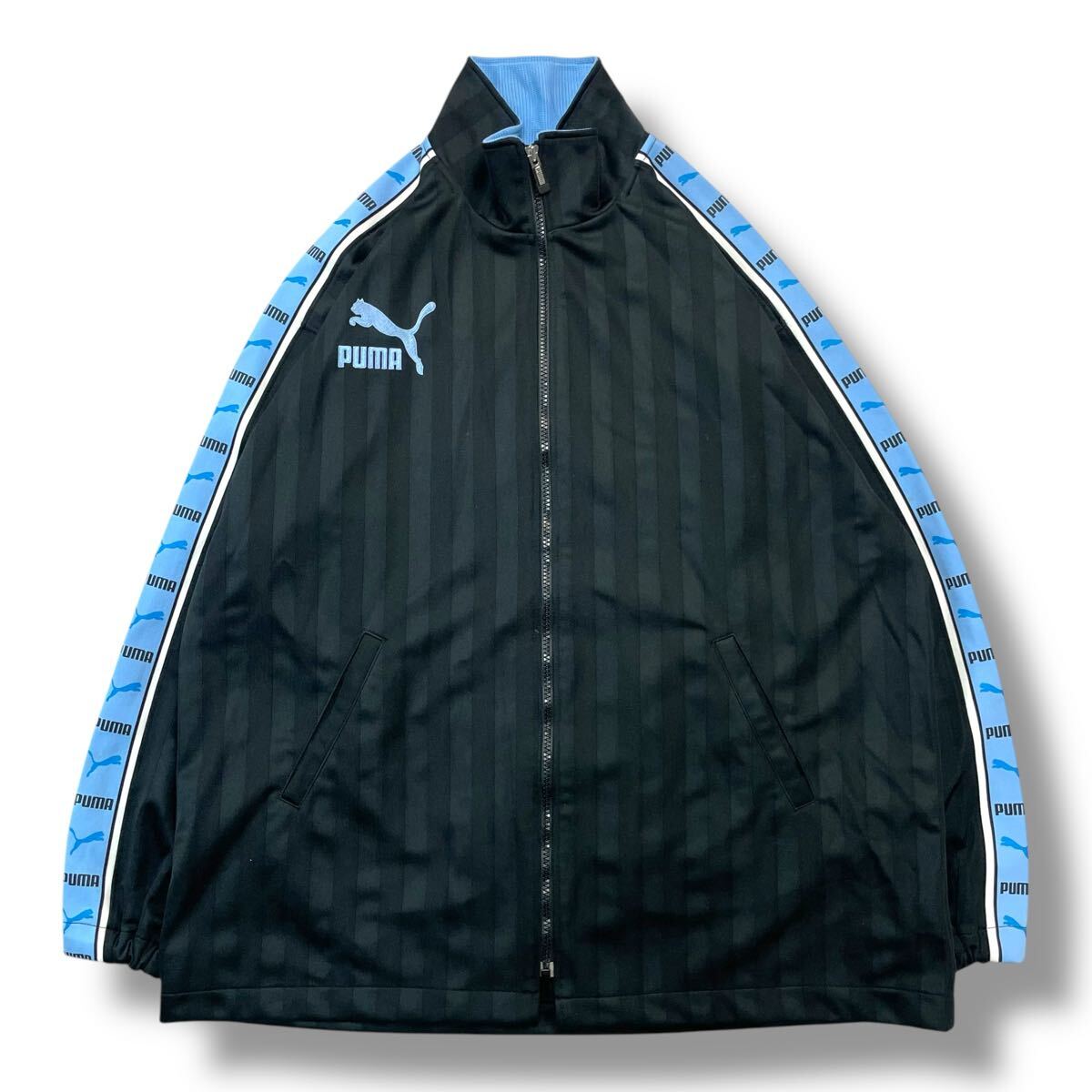 90s PUMA プーマ トラックジャケット ジャージ ジップジャケット スポーツウェア ヒットユニオン レトロ ビックロゴ ブラック×ブルー L-O(プーマ)｜売買されたオークション情報 ...