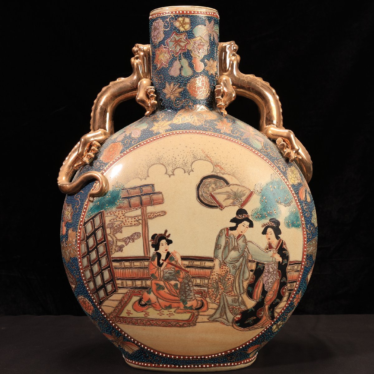 珍品堂】1円 B082 薩摩焼 金彩人物戦国図と美人絵 2点 飾り壺 珍品堂】1円 B082 薩摩焼 金彩人物戦国図と美人絵 2点 飾り壺