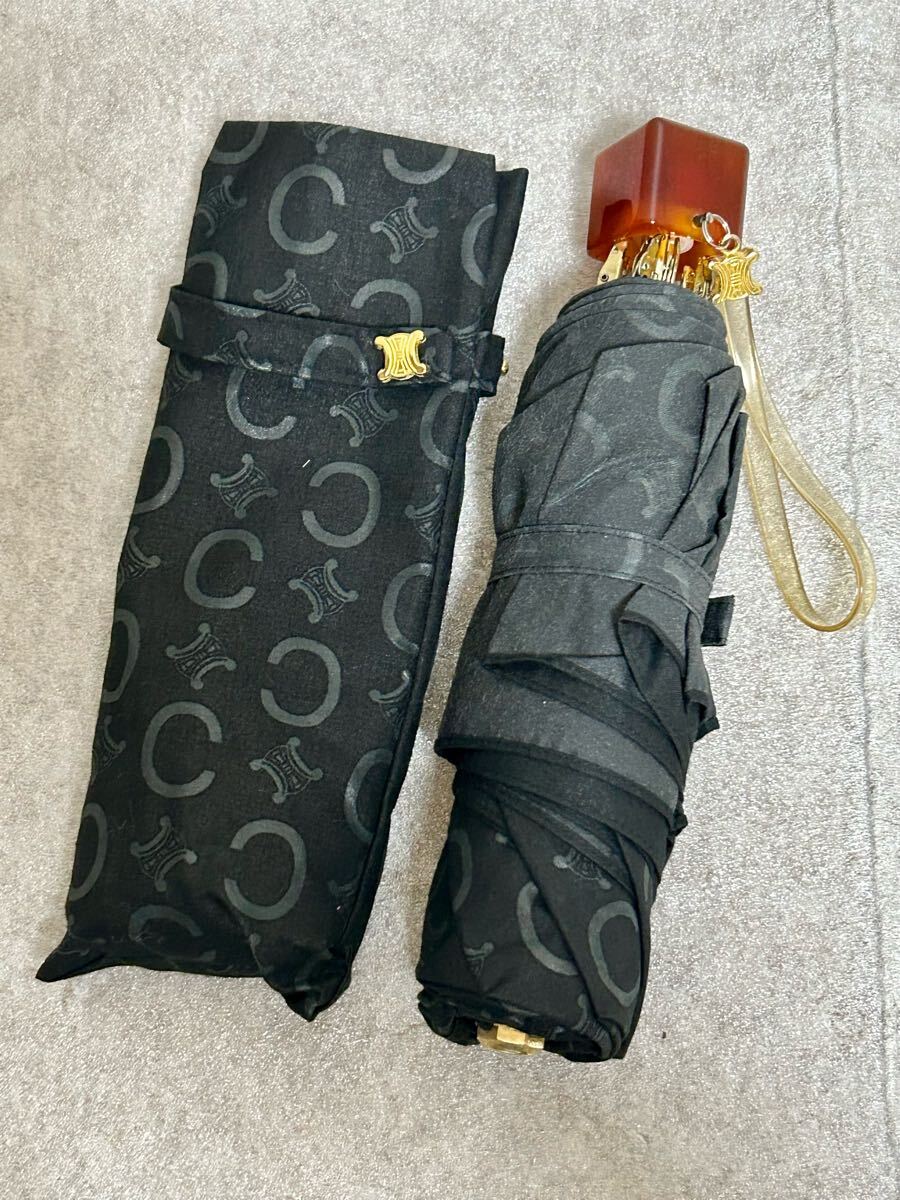 CELINE セリーヌ 折りたたみ傘 日傘 雨具 ブラック (セリーヌ CELINE セリーヌ 折りたたみ傘 日傘 雨具 ブラック (セリーヌ
