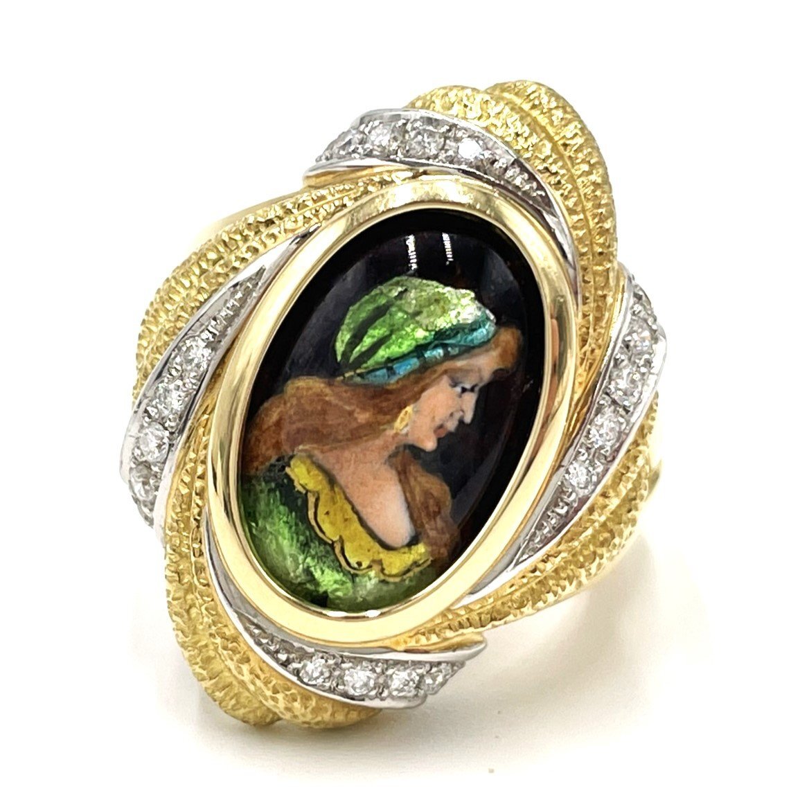 Yahoo!オークション - 【bs87249】梶光夫/エマイユリング/ダイヤ/K18/P...