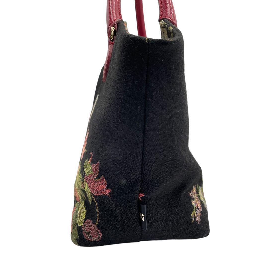 極美品 Think Bee シンクビー フィオーレ ハンドバッグ 花柄 黒 極美品 Think Bee シンクビー フィオーレ ハンドバッグ 花柄 黒