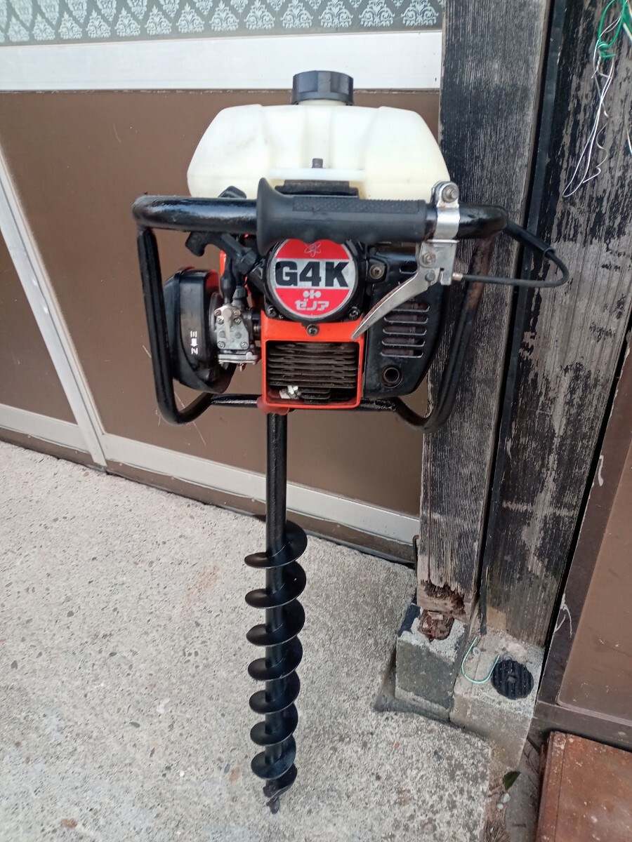 Yahoo!オークション - ゼノアG4kエンジンオーガ穴掘り機 ドリル 是非...