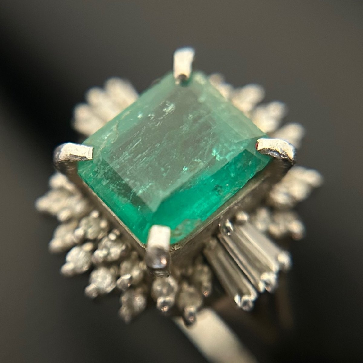 Yahoo!オークション - 極上品 1円スタート 天然エメラルド リング Pt90...